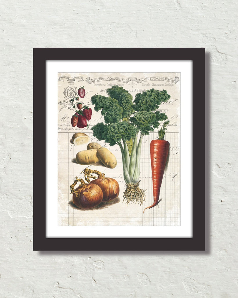 French Vegetable Collage No. 3 Botanical Art Print – Belle Maison Art